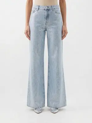7 For All Mankind Flare Denim Jeans With Sequins