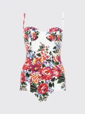 Dolce & Gabbana Floral Print Jersey One-piece Swimsuit - White