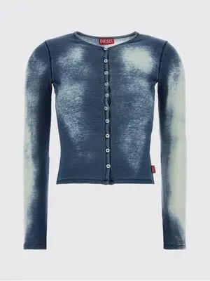 DIESEL® Bleached Denim Effect Cotton Cardigan