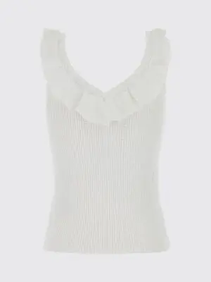 Blumarine Viscose Knit Top With Ruffle Detail - White