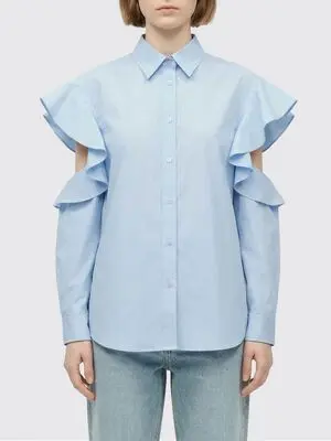 Moschino Button-up Shirt With Ruffle Detail - Gnawed Blue