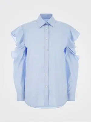Moschino Button-up Shirt With Ruffle Detail - Gnawed Blue