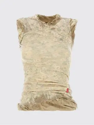 DIESEL® Floral Print Ruched Stretch Cotton Top