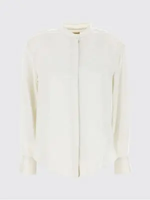 Calvin Klein Satin Mandarin Collar Shirt - Coffee