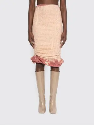 DIESEL® Ruched Floral Print Skirt With Ruffle Hem