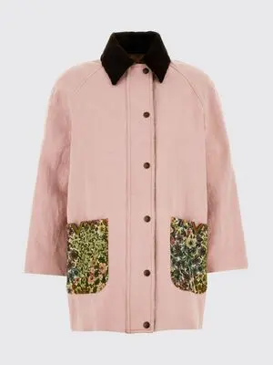 Valentino Garavani Cotton Linen Denim Jacket With Velvet Collar And Floral Embroidery