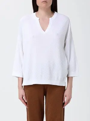 KANGRA Textured V-neck Pullover - White