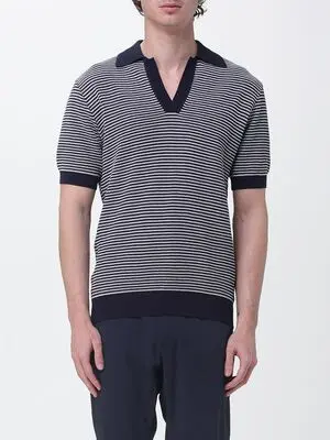 KANGRA Striped V-neck Knit Polo Shirt