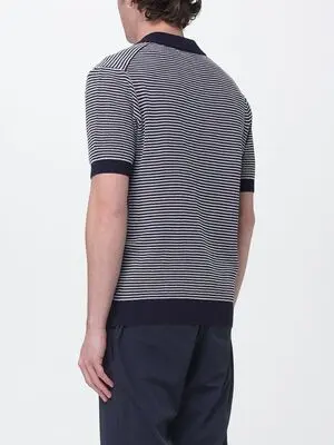 KANGRA Striped V-neck Knit Polo Shirt