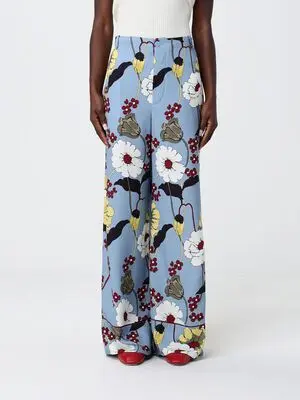 Marni Floral Print Wide Leg Trousers - Sky Blue
