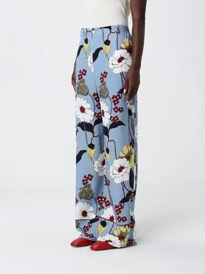 Marni Floral Print Wide Leg Trousers - Sky Blue