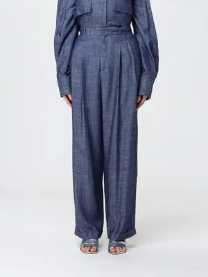 Peuterey Linen Blend Palazzo Pants - Blue
