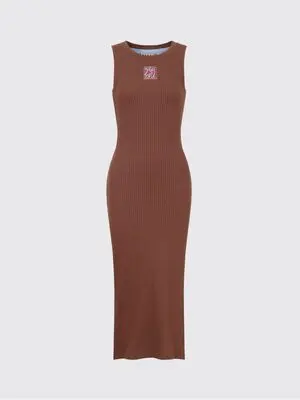 Marni Sleeveless Ribbed Midi Dress With Side Slits - Tobacco