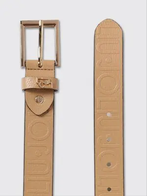 Liu Jo Grained Synthetic Leather Belt With Logo - Camel