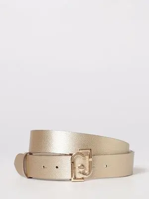 Liu Jo Grained Synthetic Leather Belt With Logo - Gold