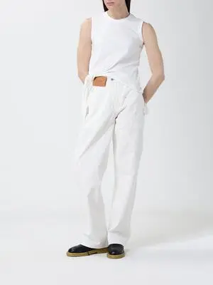 JW Anderson Twisted Workwear Asymmetric Cotton Denim Jeans - White
