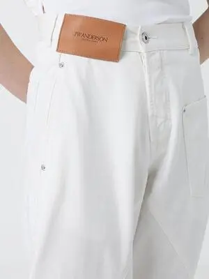 JW Anderson Twisted Workwear Asymmetric Cotton Denim Jeans - White