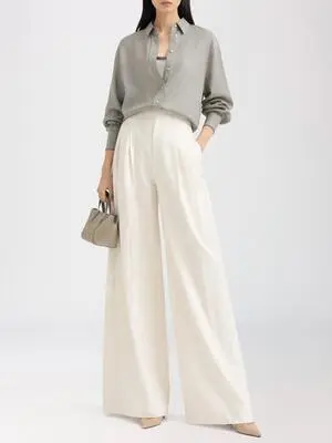 Brunello Cucinelli Linen Blend Wide-leg Trousers