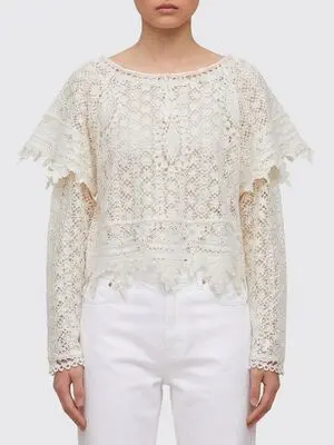 Isabel Marant Étoile Macramé Lace Long Sleeve Top - White