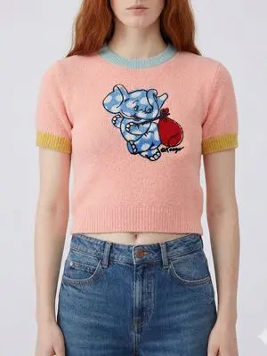 Kenzo Embroidered Elephant Knit Top