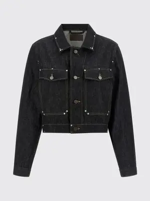 LEMAIRE Cropped Denim Jacket With Stud Embellishments - Black
