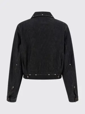 LEMAIRE Cropped Denim Jacket With Stud Embellishments - Black