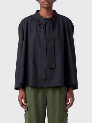 LEMAIRE Cotton Silk Blouse With Scarf Detail - Black