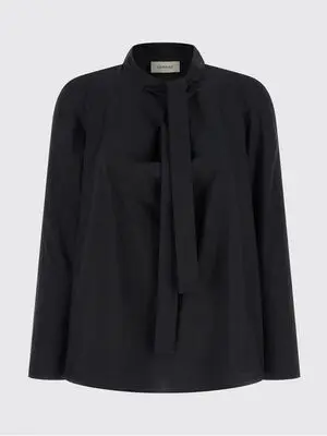 LEMAIRE Cotton Silk Blouse With Scarf Detail - Black
