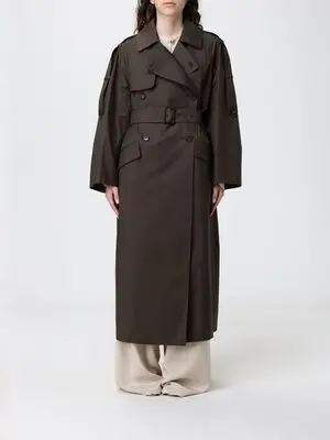Max Mara Double Breasted Cotton Blend Trench Coat - Green