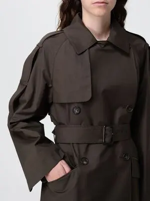Max Mara Double Breasted Cotton Blend Trench Coat - Green