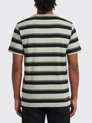 Fred Perry Striped Cotton T-shirt With Logo - Green