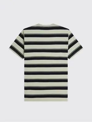 Fred Perry Striped Cotton T-shirt With Logo - Green