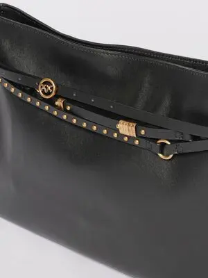 Pinko Studded Leather Shoulder Bag - Black