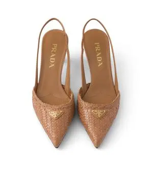Prada Leather Slingback Pumps - Neutral