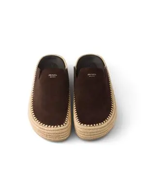 Prada Suede Mules - Brown