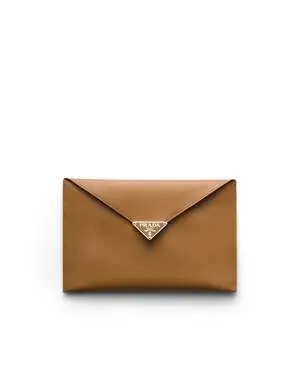 Prada Saffiano Leather Envelope Clutch - Brown
