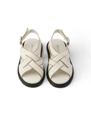 Prada Antiqued Leather Sandals - Neutral