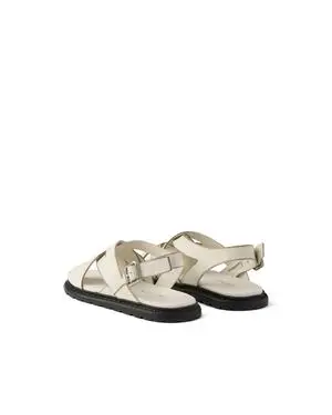 Prada Antiqued Leather Sandals - Neutral