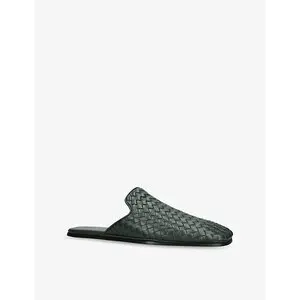 Bottega Veneta Intrecciato Leather Slippers - Green