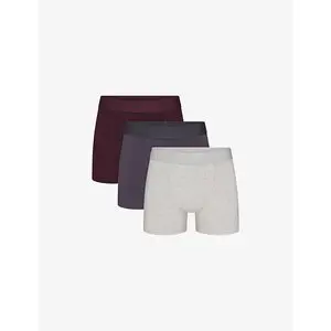 SKIMS Branded-waistband Pack Of Three Stretch-jersey Boxer Briefs - Raven Multi