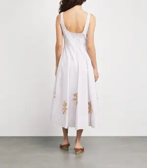 Staud Embroidered Wells Midi Dress