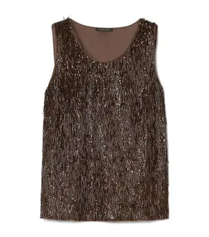 Marina Rinaldi Embroidered Tulle Top