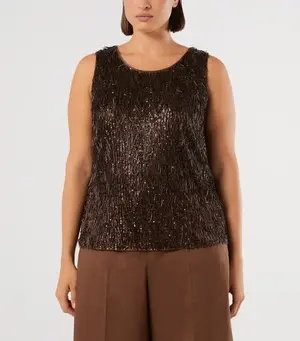 Marina Rinaldi Embroidered Tulle Top
