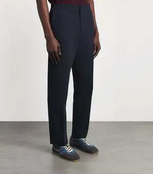 Paul Smith Cotton-blend Seersucker Trousers - Navy