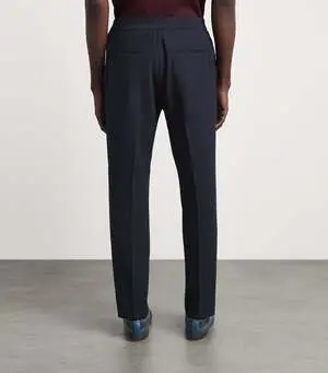 Paul Smith Cotton-blend Seersucker Trousers - Navy