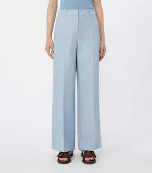 Max Mara Linen Wide-leg Trousers - Blue