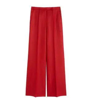 Max Mara Linen Wide-leg Trousers - Red