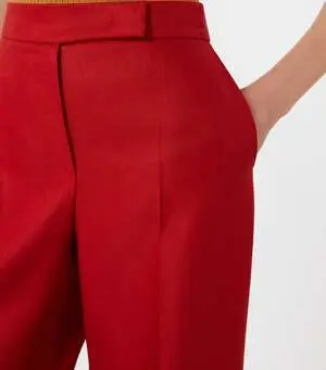Max Mara Linen Wide-leg Trousers - Red