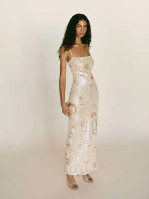 REFORMATION Sequined Midi Dress - Ivory