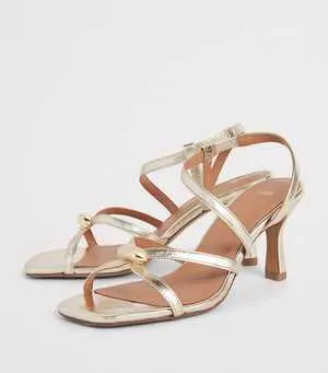 Maje Metallic Leather Heeled Sandals - Blue